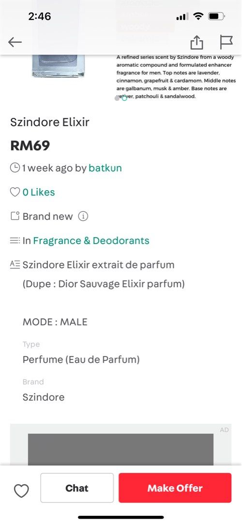 Szindore Elixir, Beauty & Personal Care, Fragrance & Deodorants on Carousell