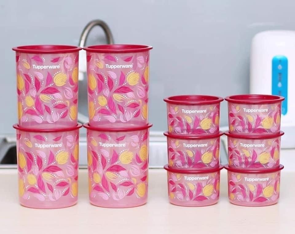 Tupperware Petalz One Touch Canister, Furniture & Home Living, Kitchenware & Tableware, Food ...