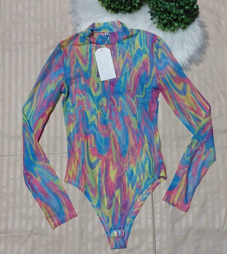 Unicorn Tie Dye Sheer Bodysuit See thru, Women's Fashion, Tops ...