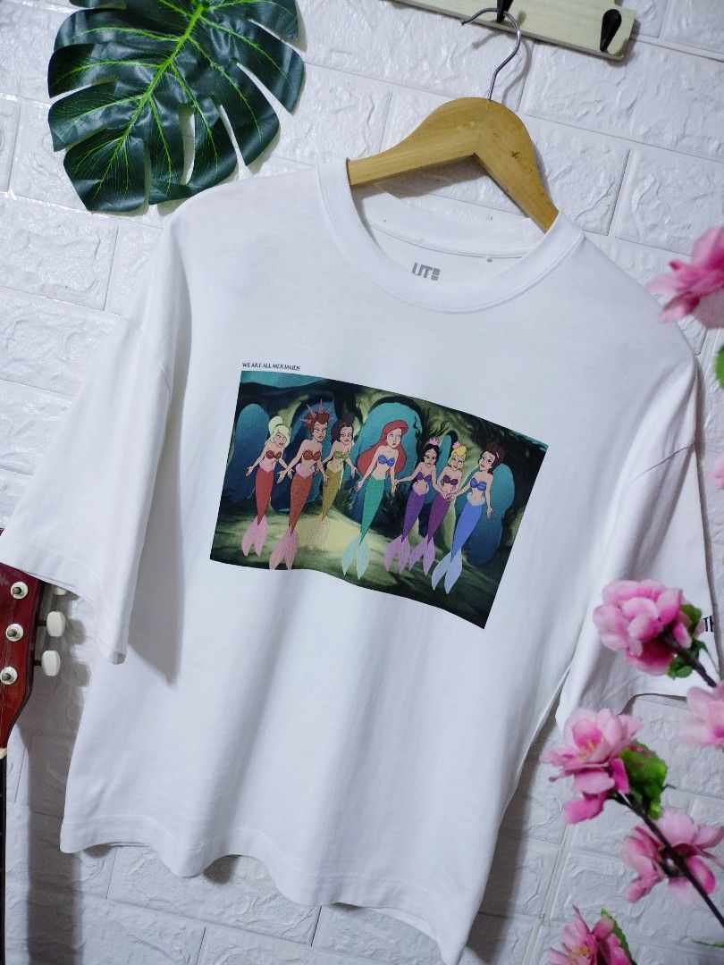Uniqlo UT Disney Princess as Mermaids in Grotto White Tshirt, Women's ...