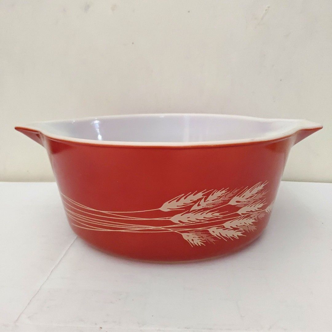Vintage Pyrex Glass Round Casserole Autumn Harvest Wheat #475-B ...
