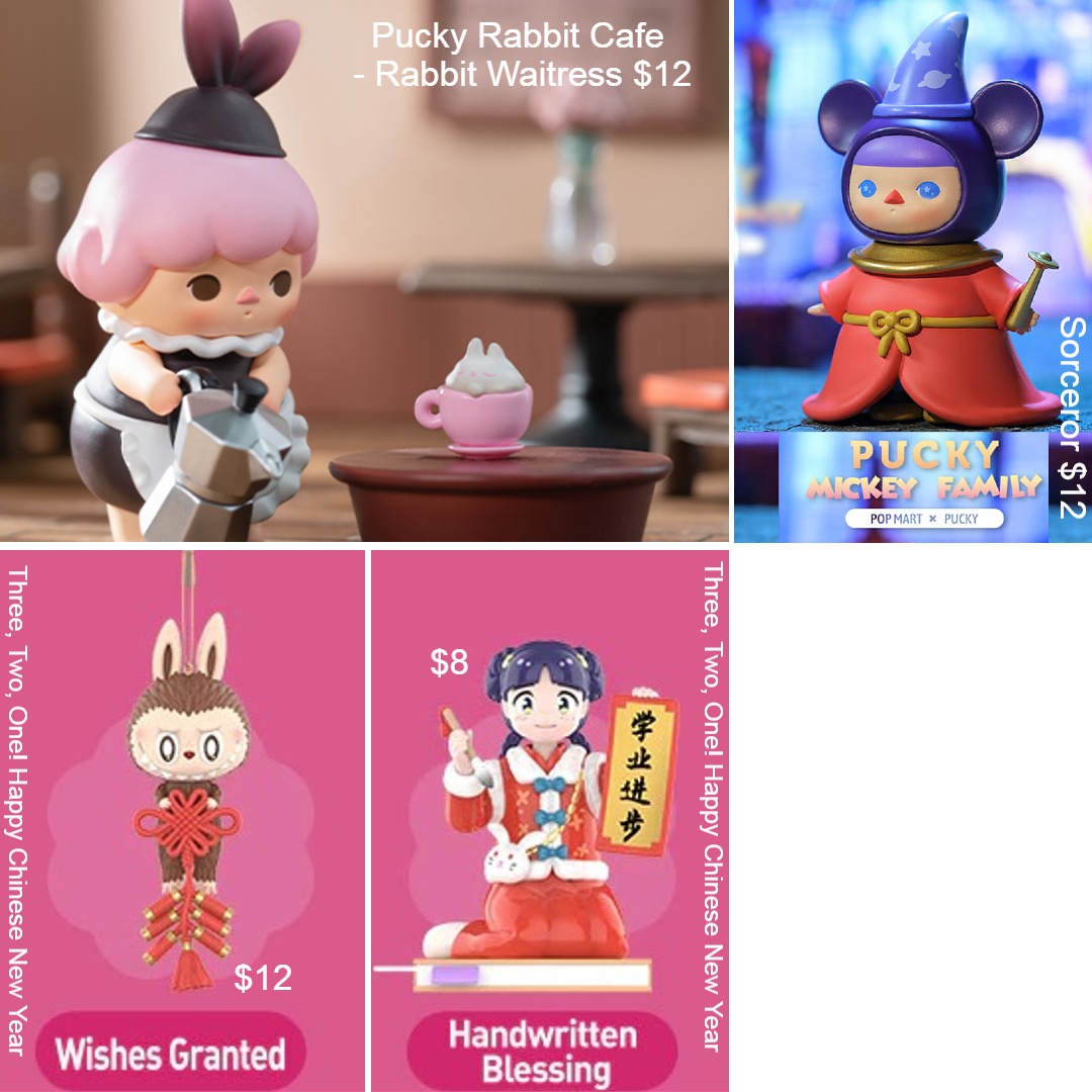 WTT WTS Popmart Pucky Rabbit Cafe Mickey Family Chinese New Year Labubu ...
