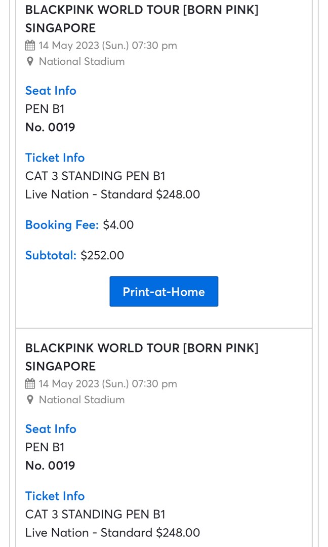 [19XX] CAT 3 Blackpink Concert Tickets Pen B1 B2 14 May 2023 Sunday ...