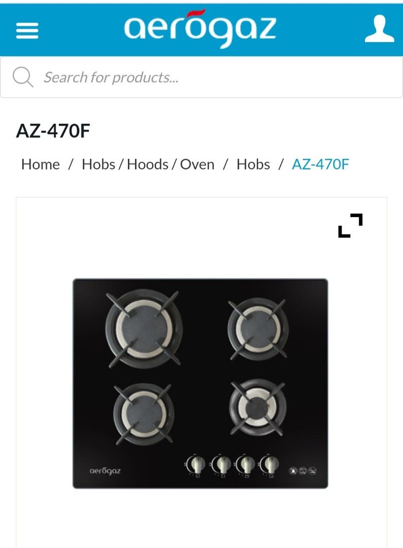 Aerogaz hob/gas stove AZ-470F (4 stove), TV & Home Appliances, Kitchen Appliances, Hobs & Hoods ...