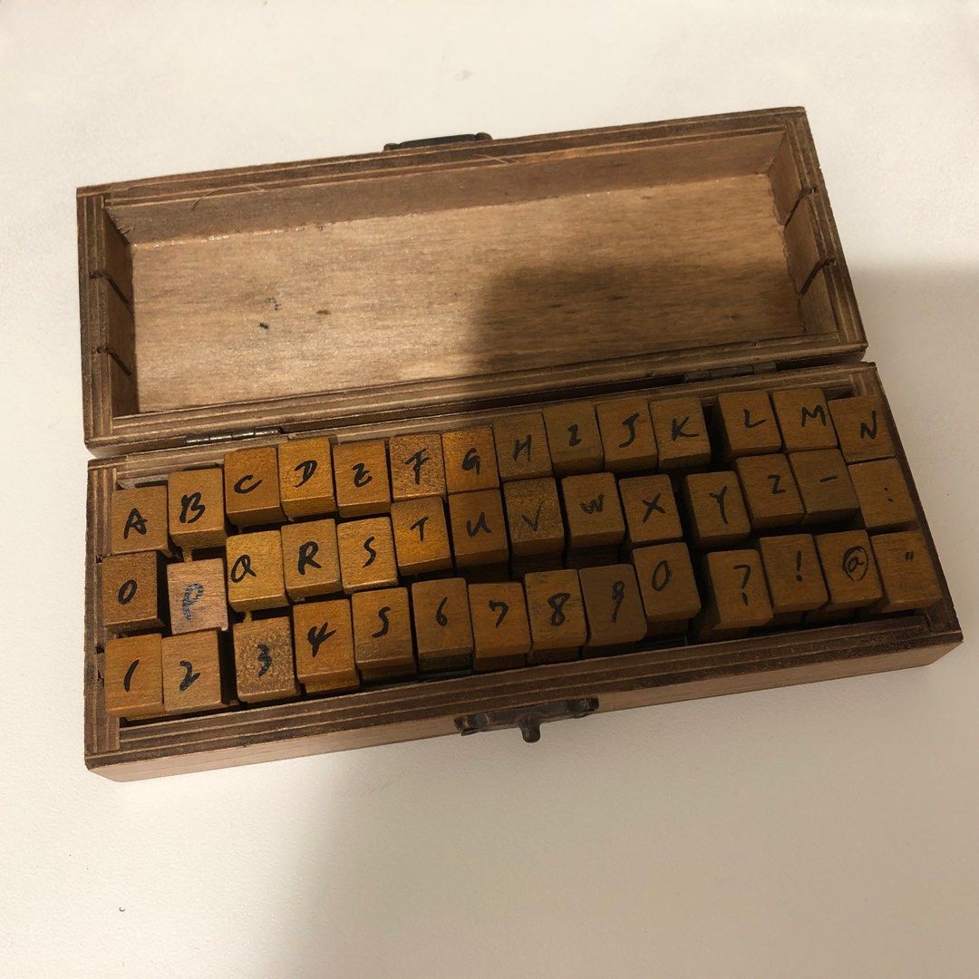 Alphabet Hand Writing Upper Case & Number Stamps Wood Case Rubber ...