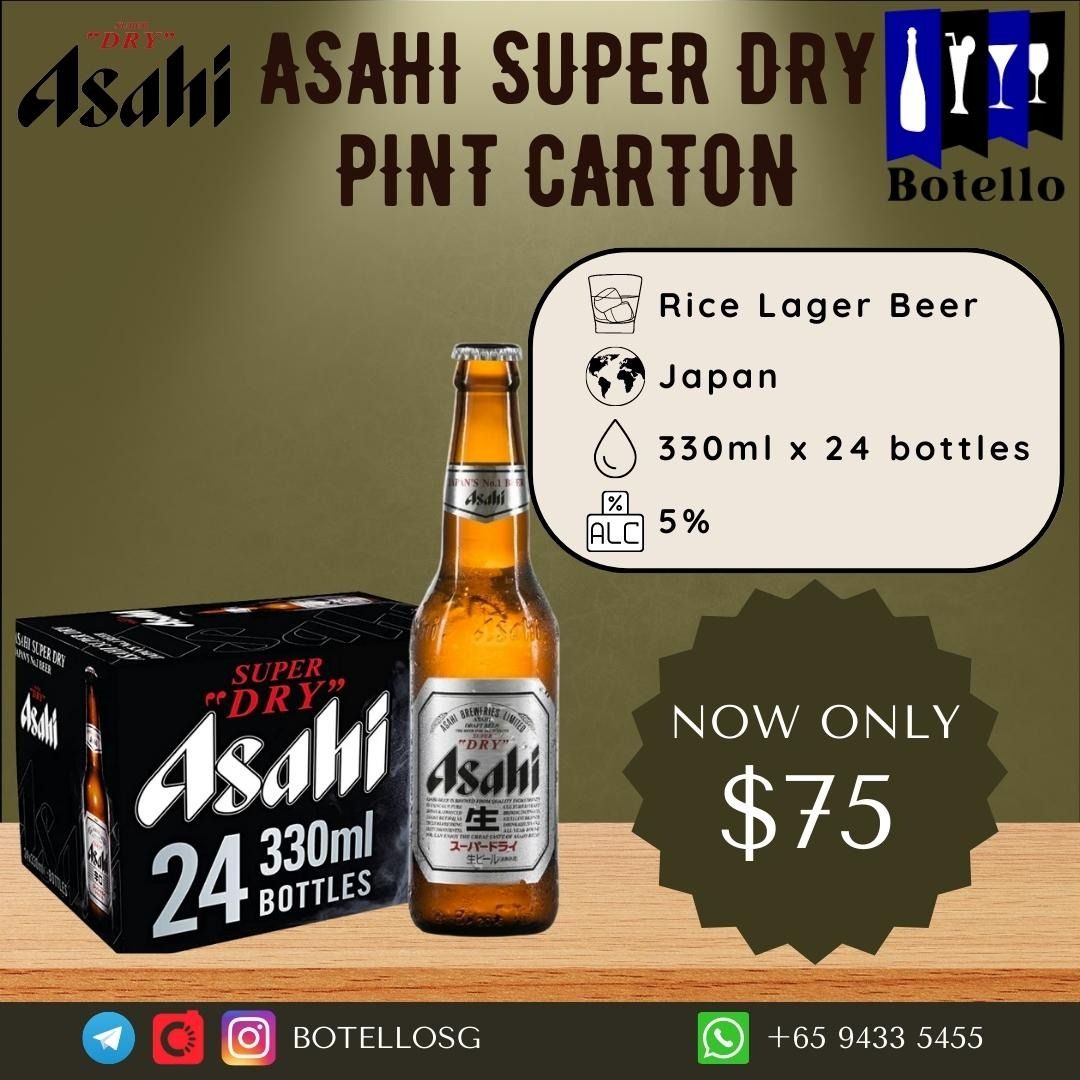 Asahi Super Dry x 24 Bottles / 330ml / Alcohol Delivery / Wholesale, Food & Drinks, Alcoholic ...