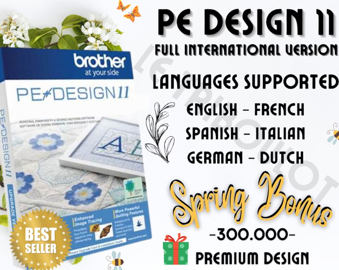 Brother PE DESIGN 11 Embroidery and Sewing Digitizing Software + 300k ...