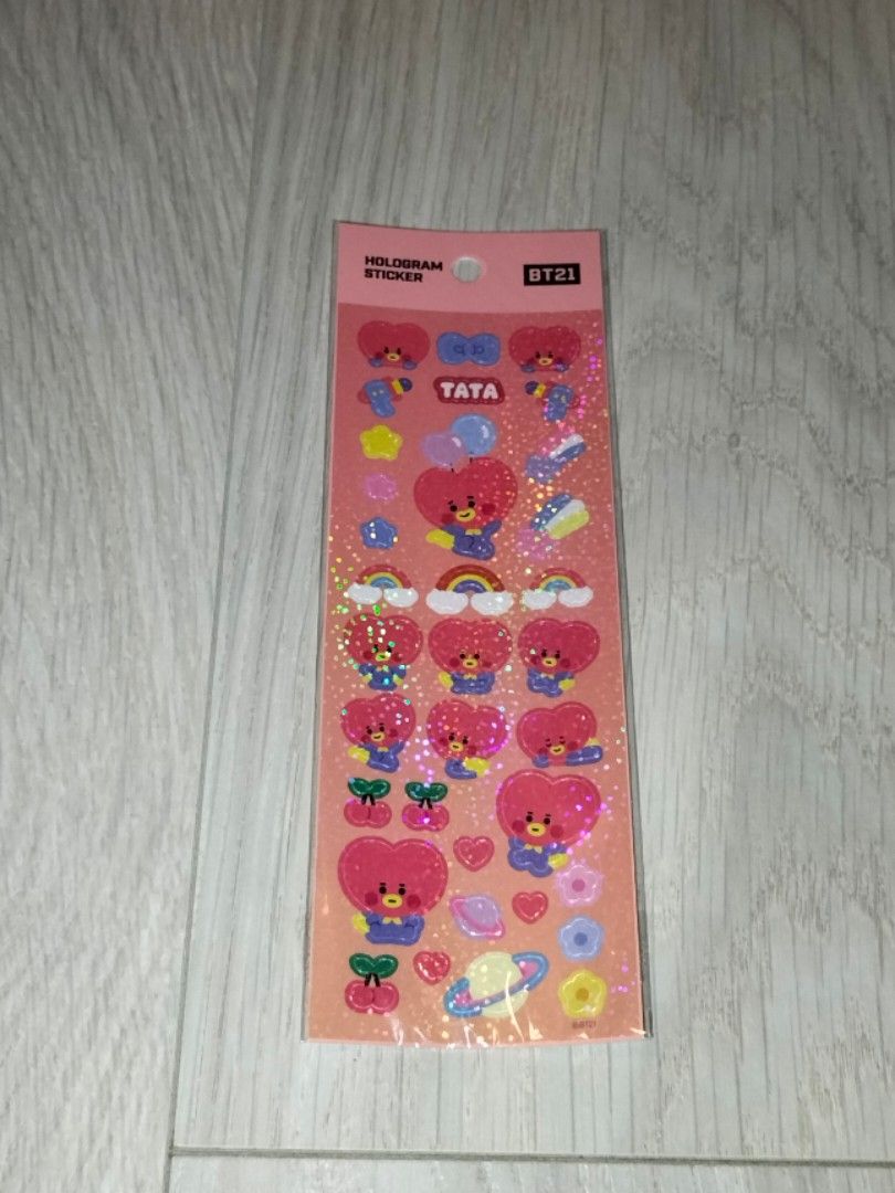 bt21 official tata holo sticker sheet, Hobbies & Toys, Memorabilia ...