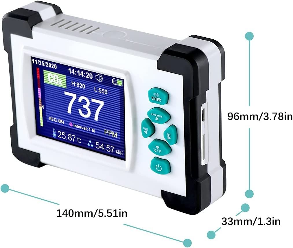 Carbon Dioxide Monitor,Portable Indoor CO2 Detector Meter 3 in 1 ...