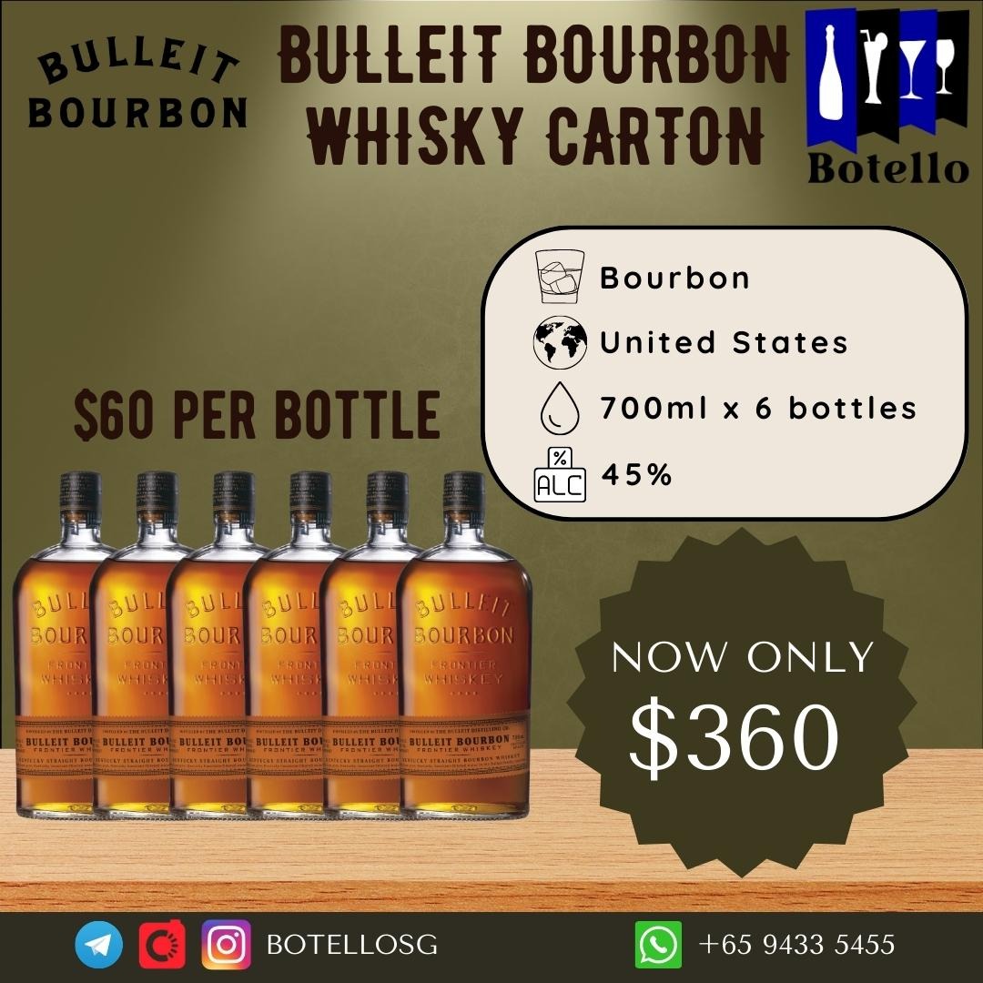 [Carton] Bulleit Bourbon x 6 bottles / 700ml / Alcohol Delivery ...