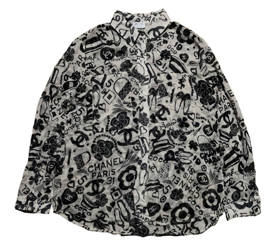Chanel Buttons-down Mesh Longsleeves on Carousell