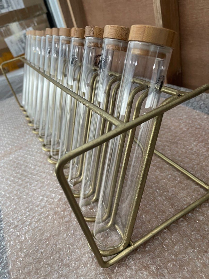 Custom Made Steel with Gold Finishing Test-Tubes Stand, Furniture ...