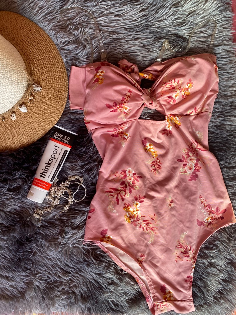 Floral Twist Front One Piece Swimsuit On Carousell