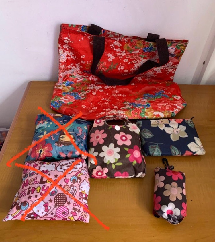 Foldable Recycle reuse japan flower mermaid tote bag, Women's Fashion ...