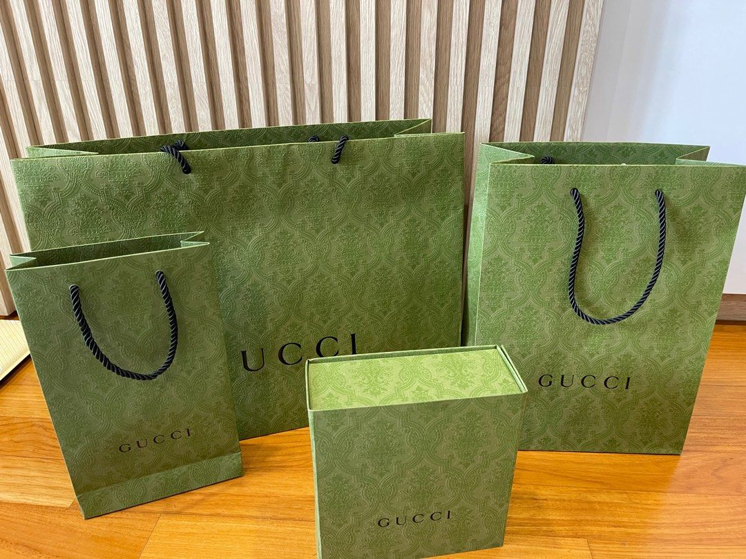 Gucci paper bag and box, Luxury, Accessories on Carousell