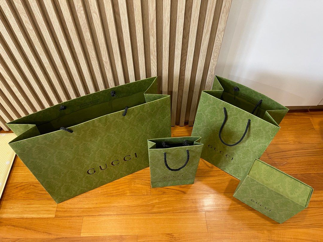 Gucci paper bag and box, Luxury, Accessories on Carousell