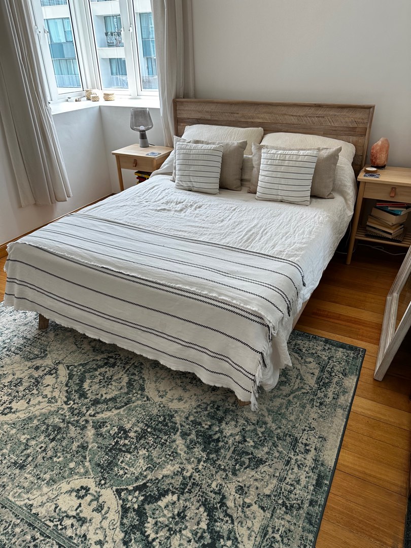 HipVan Queen size wooden bed frame., Furniture & Home Living, Furniture ...