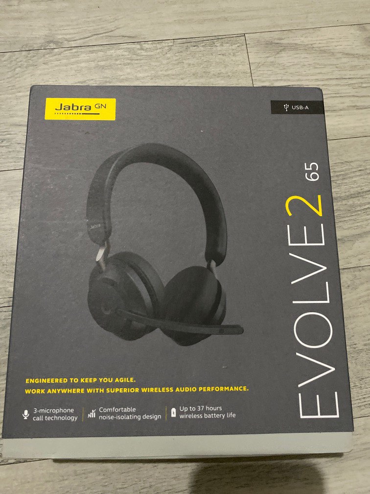 Jabra Evolve2 65 MS Stereo Headset With Link 380 USB-A Wireless Adapter, Audio, Headphones ...