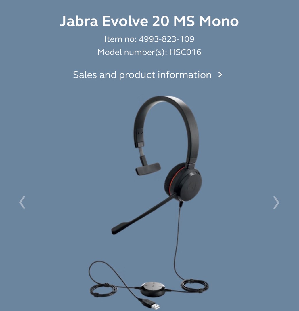 Jabra Evolve SA UC Mono Model HSC Audio Headphones Headsets On Carousell