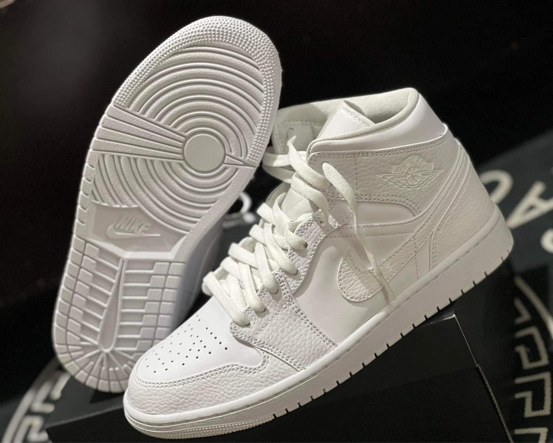 Jordan 1 Mid Trible White on Carousell
