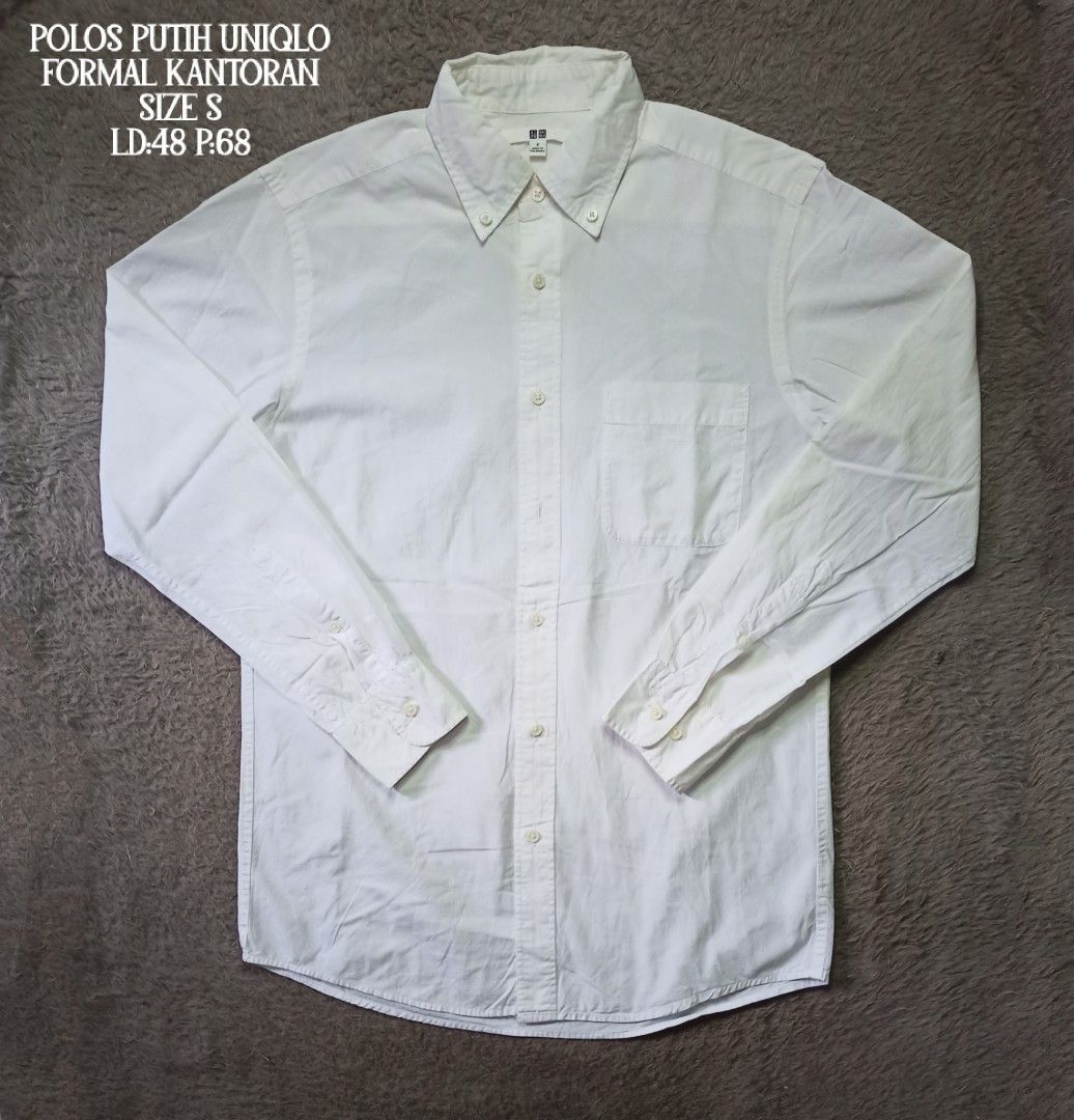 KEMEJA FORMAL POLOS PUTIH UNIQLO ORI SIZE S BUAT KANTORAN, Fesyen Pria ...