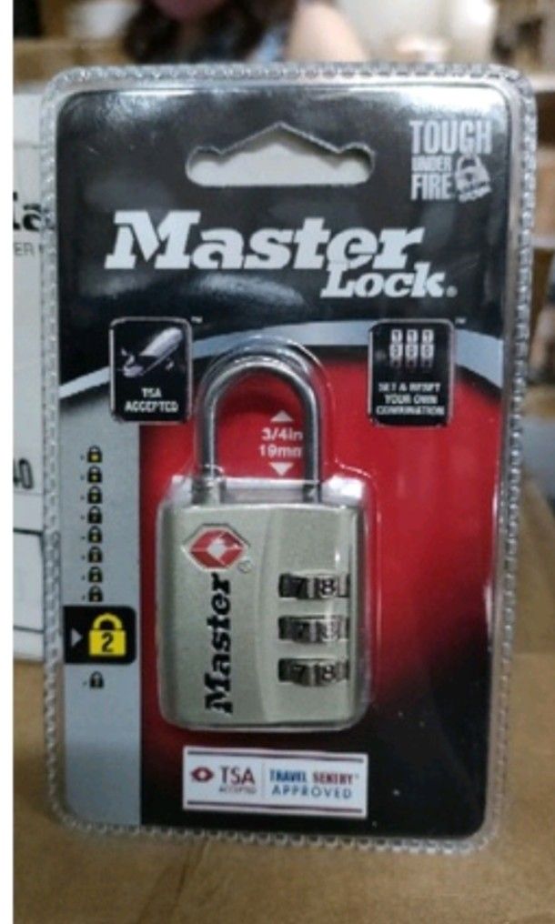 Master Lock TSA Approved 3 Digits Combination Padlock 4680 Blk , Nickle ...