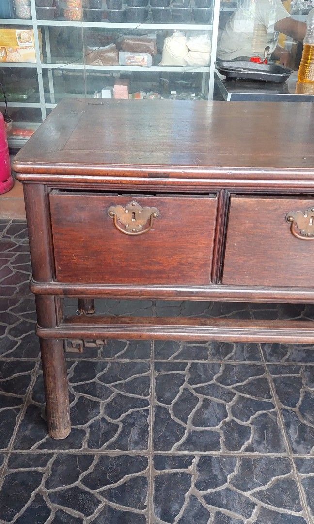 Meja Kayu jati antik cina asli, Antik, Furnitur di Carousell