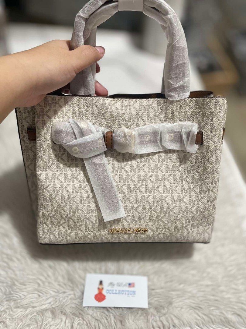 Michael Kors Emilia Small Logo Satchel in Signature Vanilla on Carousell
