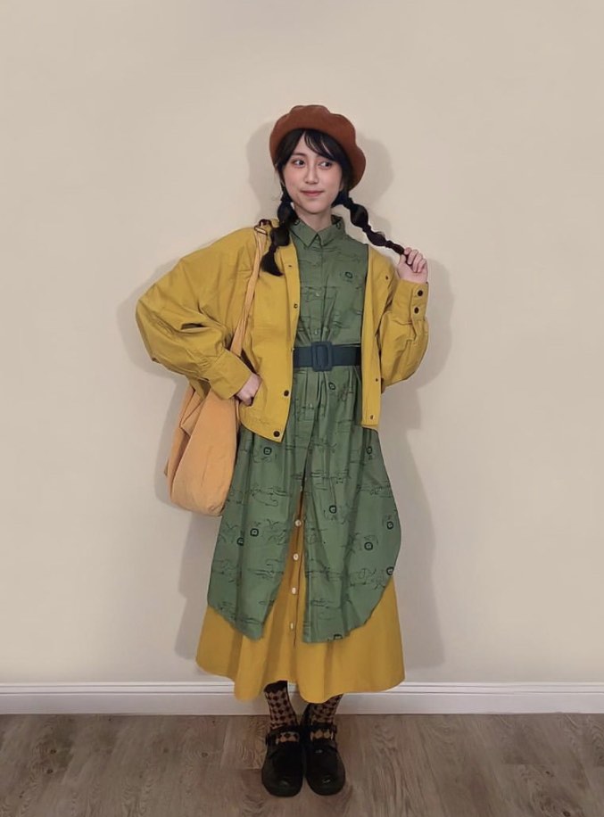 Mitoe 綠色動物滿版襯衫洋裝 日單, 她的時尚, 洋裝＆套裝, 洋裝在旋轉拍賣