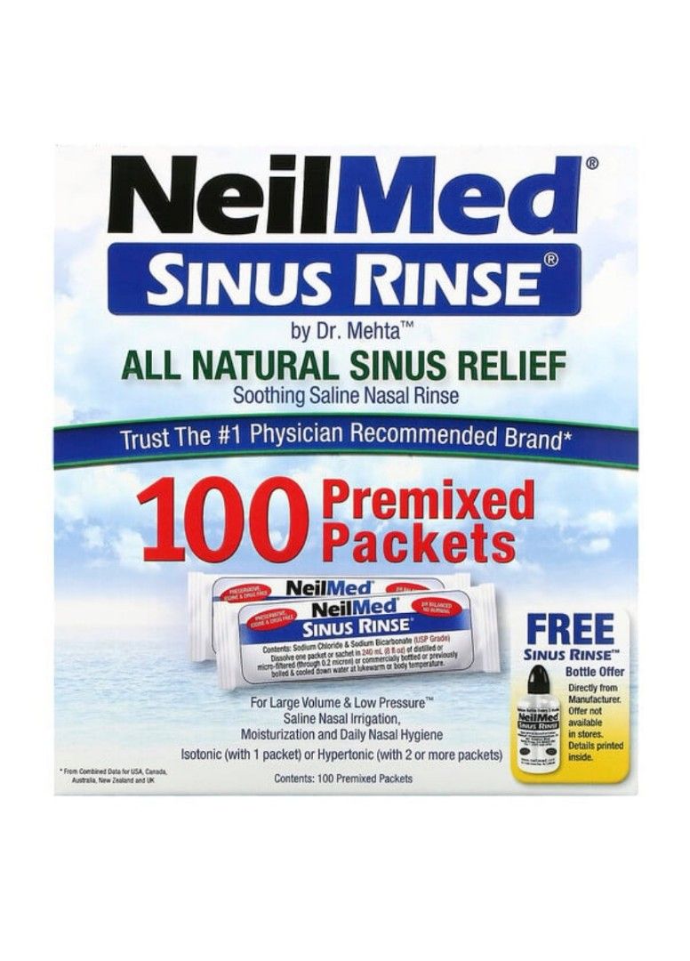 NeilMed All Natural Sinus Rinse, 100 premixed packets, Health ...