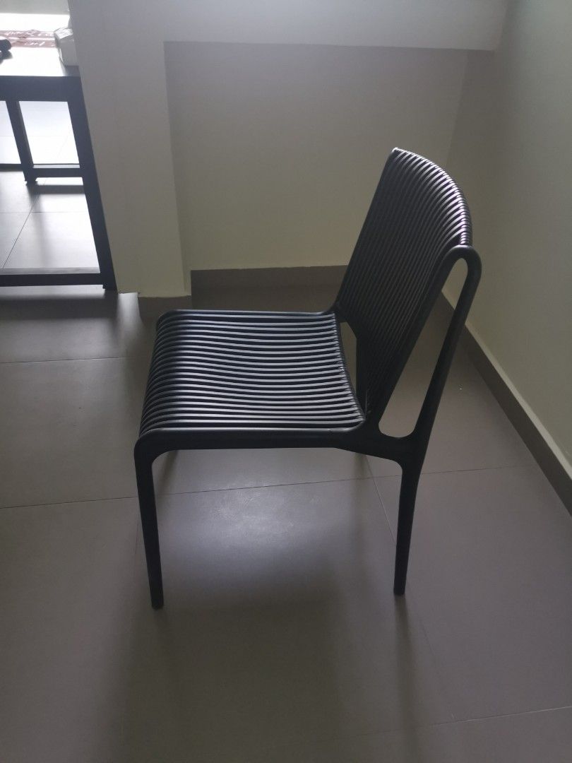Nordic simple plastic chair black, Furniture & Home Living, Furniture ...