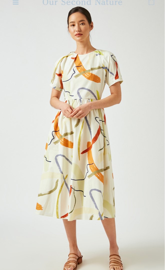 OSN courtyard gathered midi dress, Women's Fashion, Dresses & Sets ...