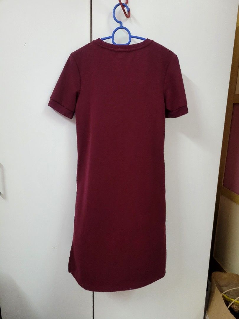 PADINI Straight Maroon Dress, Women's Fashion, Dresses & Sets, Dresses ...