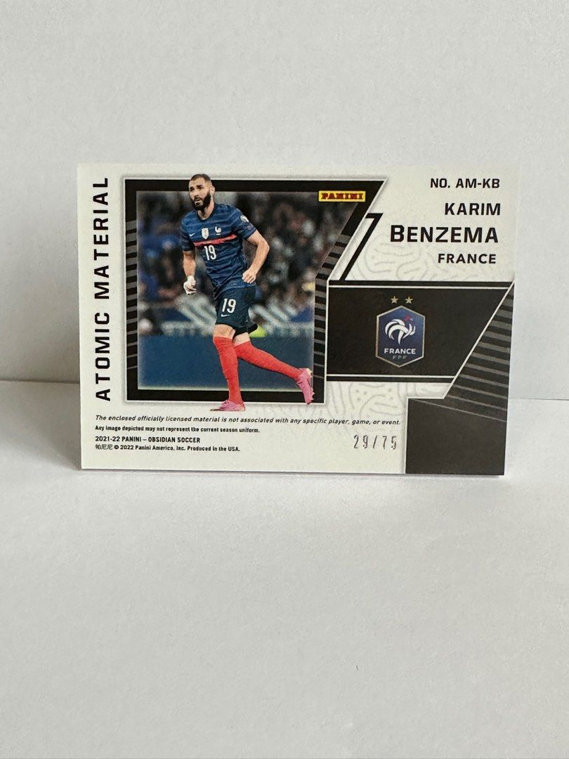 Panini Obsidian Atomic Karim Benzema Patch /75, Hobbies & Toys, Toys ...