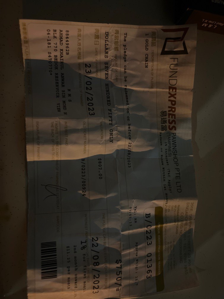 Pawn ticket, Tickets & Vouchers, Vouchers on Carousell