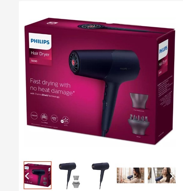 PHILIPS ThermoProtect Ionic Hairdryer 2300w 6speed turbo BHD510/03 ...