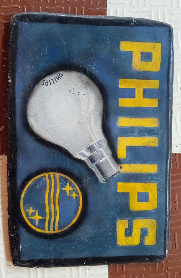 PHILLIPS , BULB - VINTAGE COLLECTIBLE ENAMEL PORCELAIN SIGN / SIGNBOARD ...