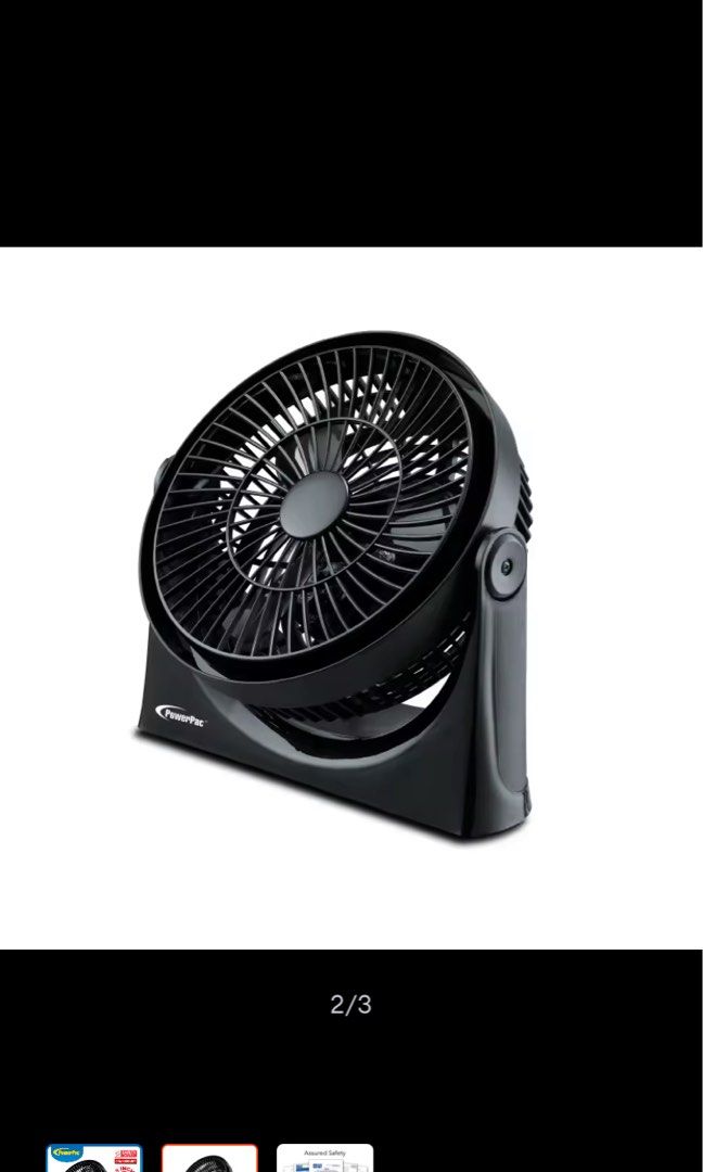 Portable Fan PowerPac 9 inch 3 speed, TV & Home Appliances, Other Home ...
