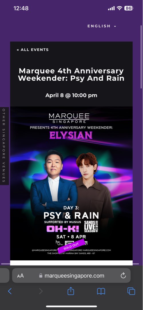 PSY Rain Marquee Ticket, Tickets & Vouchers, Event Tickets on Carousell