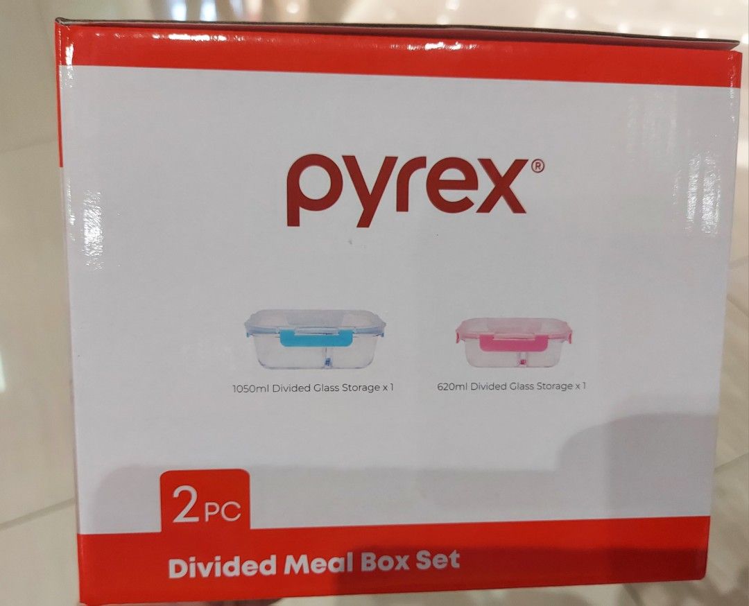 Pyrex 2pc Divided Meal Box Set, Furniture & Home Living, Kitchenware ...