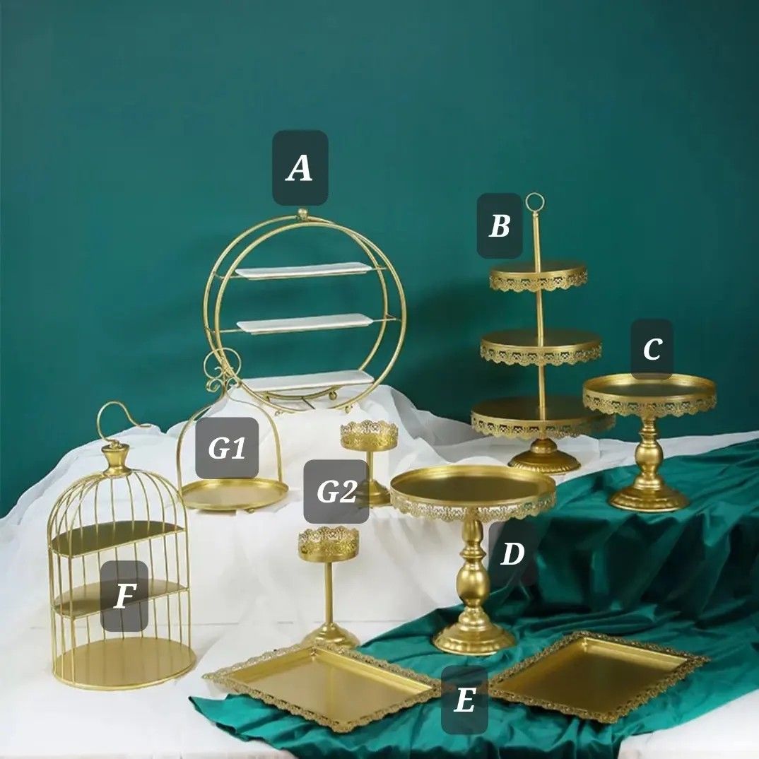 [ FOR SALE ] Gold Lace Cake Stand Tableware, Lifestyle Services, Event ...