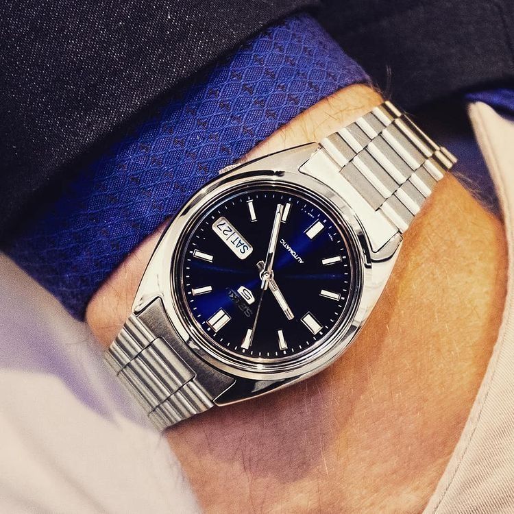 Seiko 5 SNXS77K1 Automatic Day Date Blue Dial Analog Stainless Steel ...