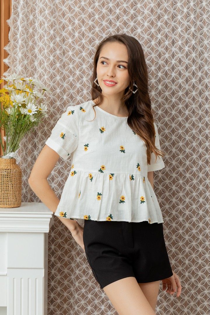 Shop Sassy Dream SSD Ines Top in Yellow Sunflower, Women's Fashion ...