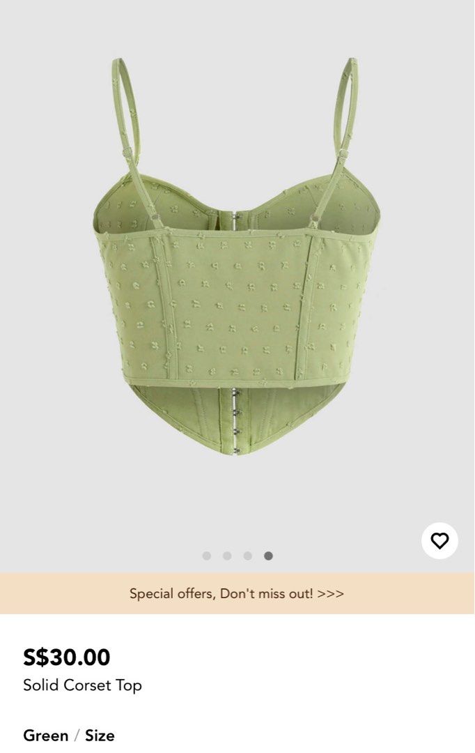 Shopcider Green Corset Top, Women's Fashion, Tops, Sleeveless on Carousell