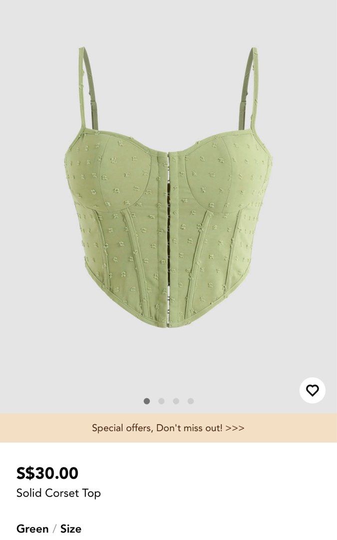 Shopcider Green Corset Top, Women's Fashion, Tops, Sleeveless on Carousell
