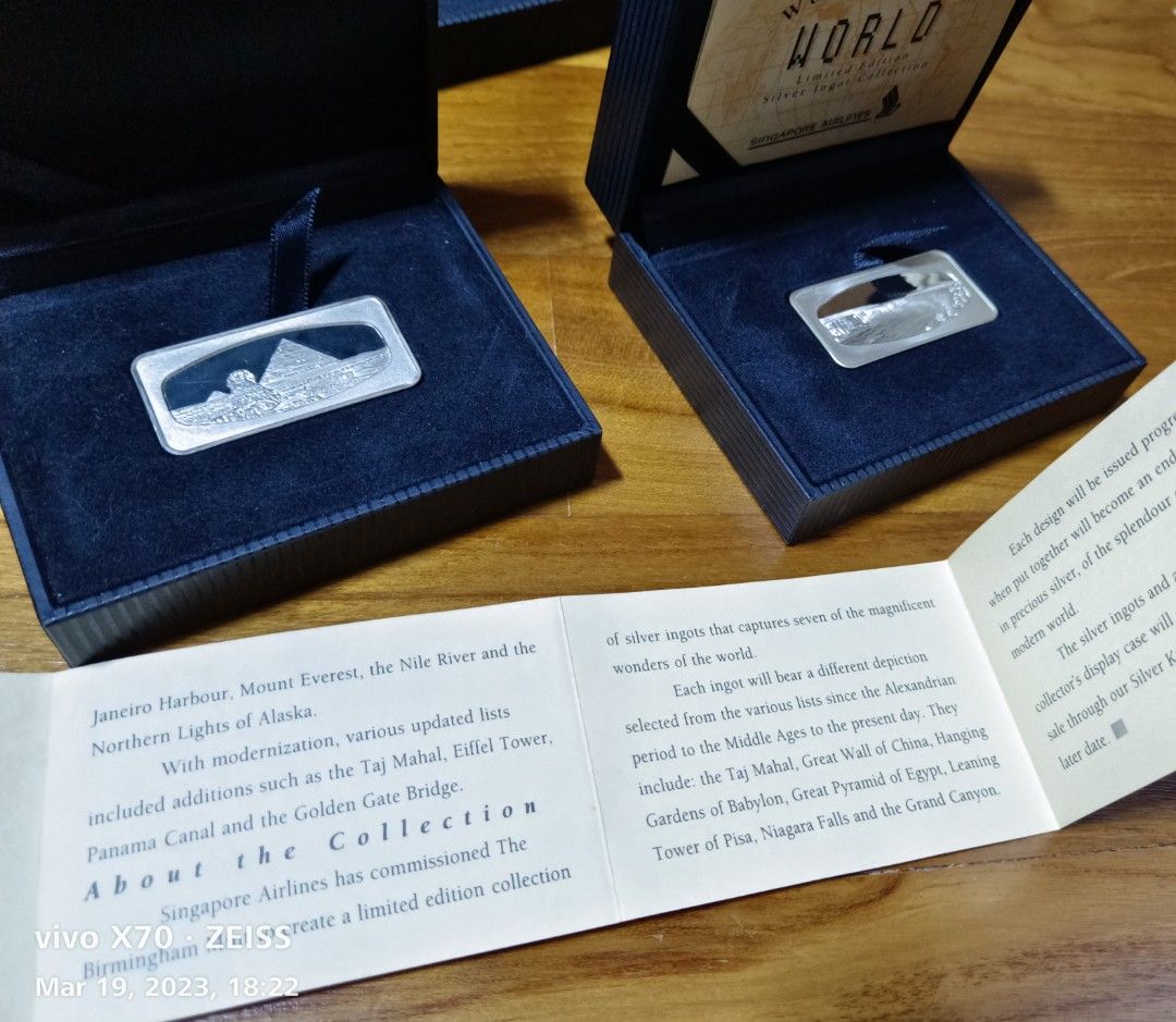 SIlVER INGOTS - SIA LIMITED EDITION INGOTS FEATURING THE 7 WONDERS OF ...