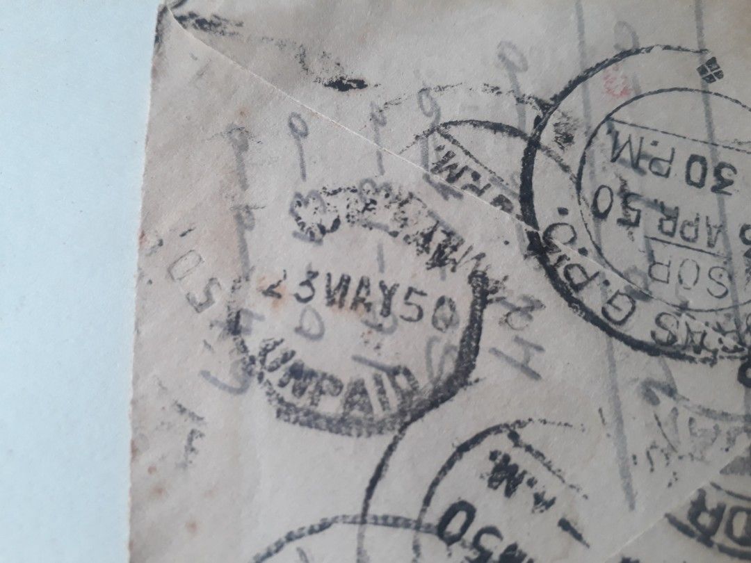 SINGAPORE to INDIA , 1950 Redirected Postal History Cover - Many Postal ...