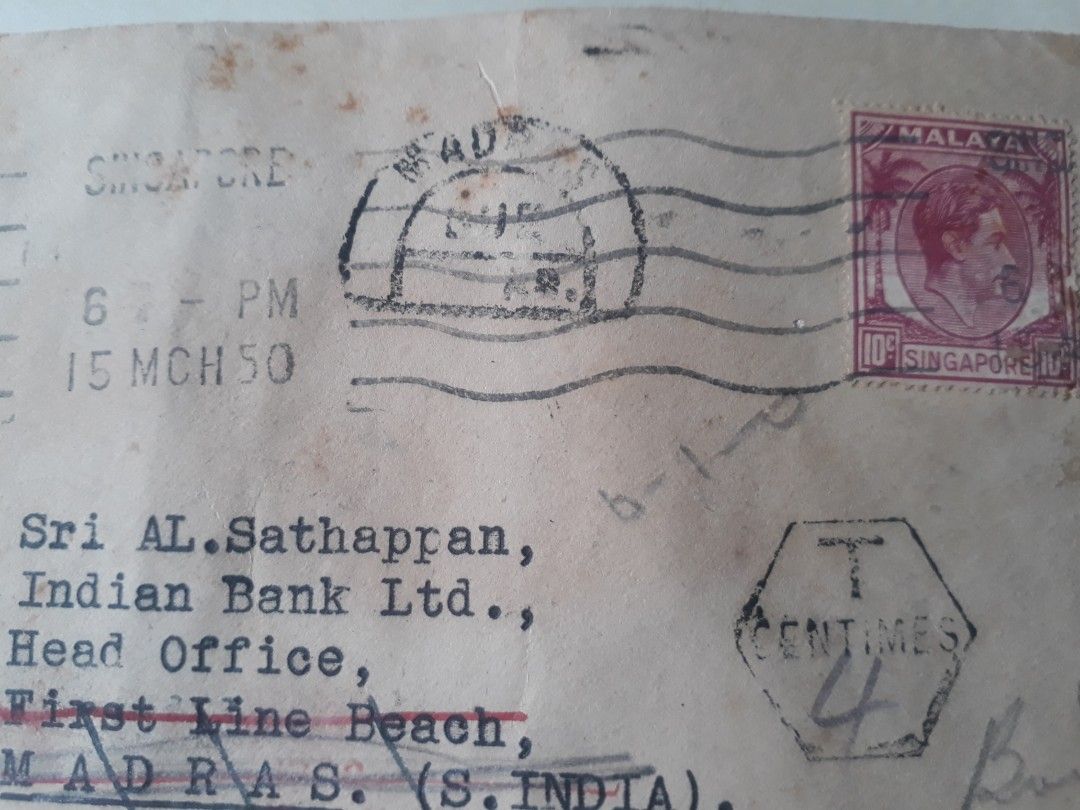 SINGAPORE to INDIA , 1950 Redirected Postal History Cover - Many Postal ...