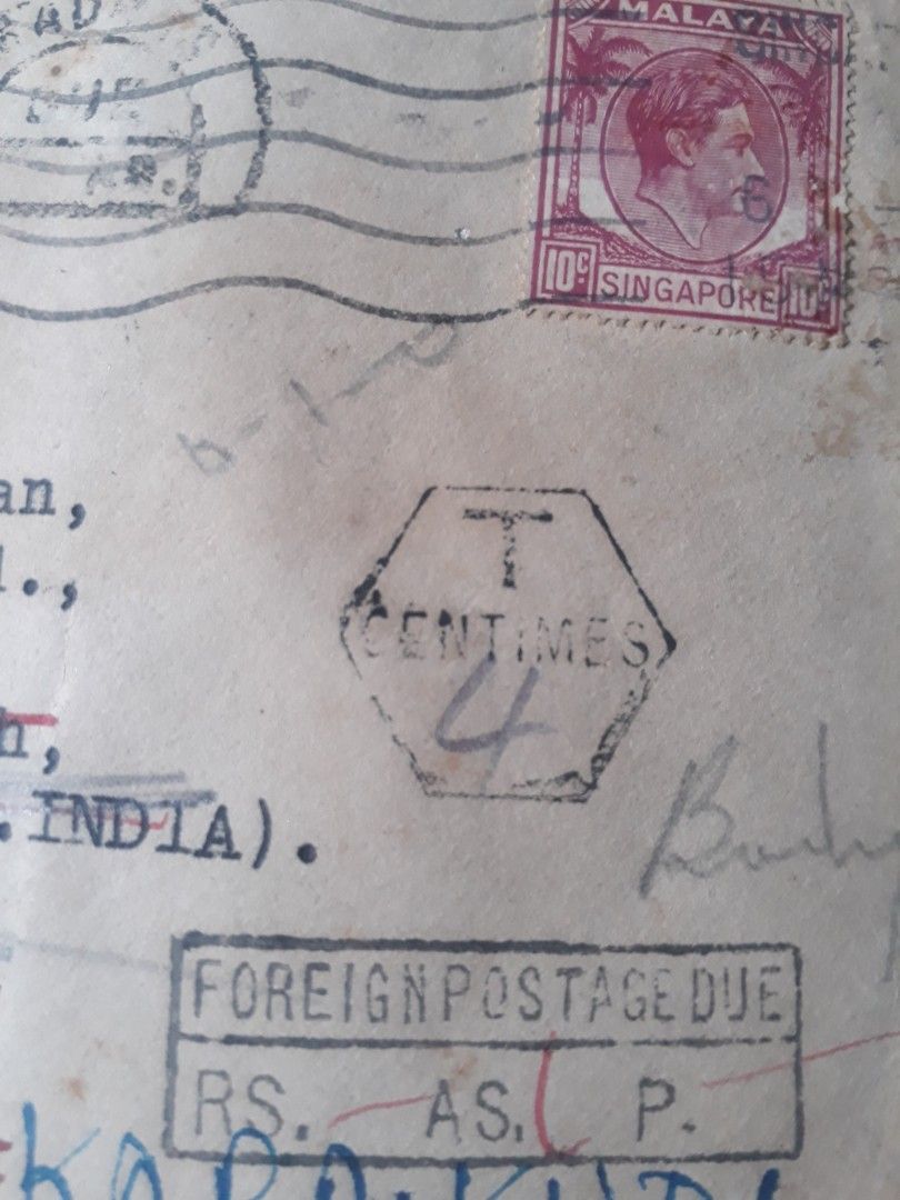 SINGAPORE to INDIA , 1950 Redirected Postal History Cover - Many Postal ...