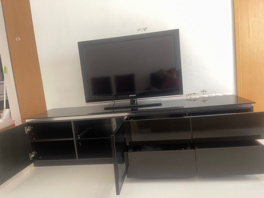 2-meter TV console (black), Furniture & Home Living, Furniture, TV ...